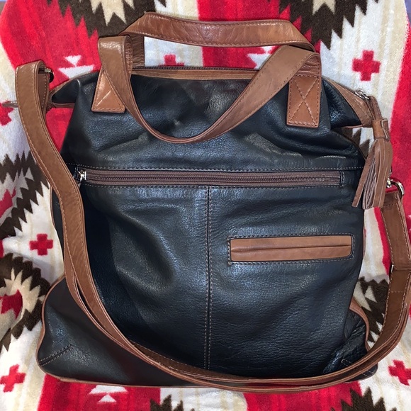 ili New York | Bags | Ili New York Black And Brown Leather Crossbody ...